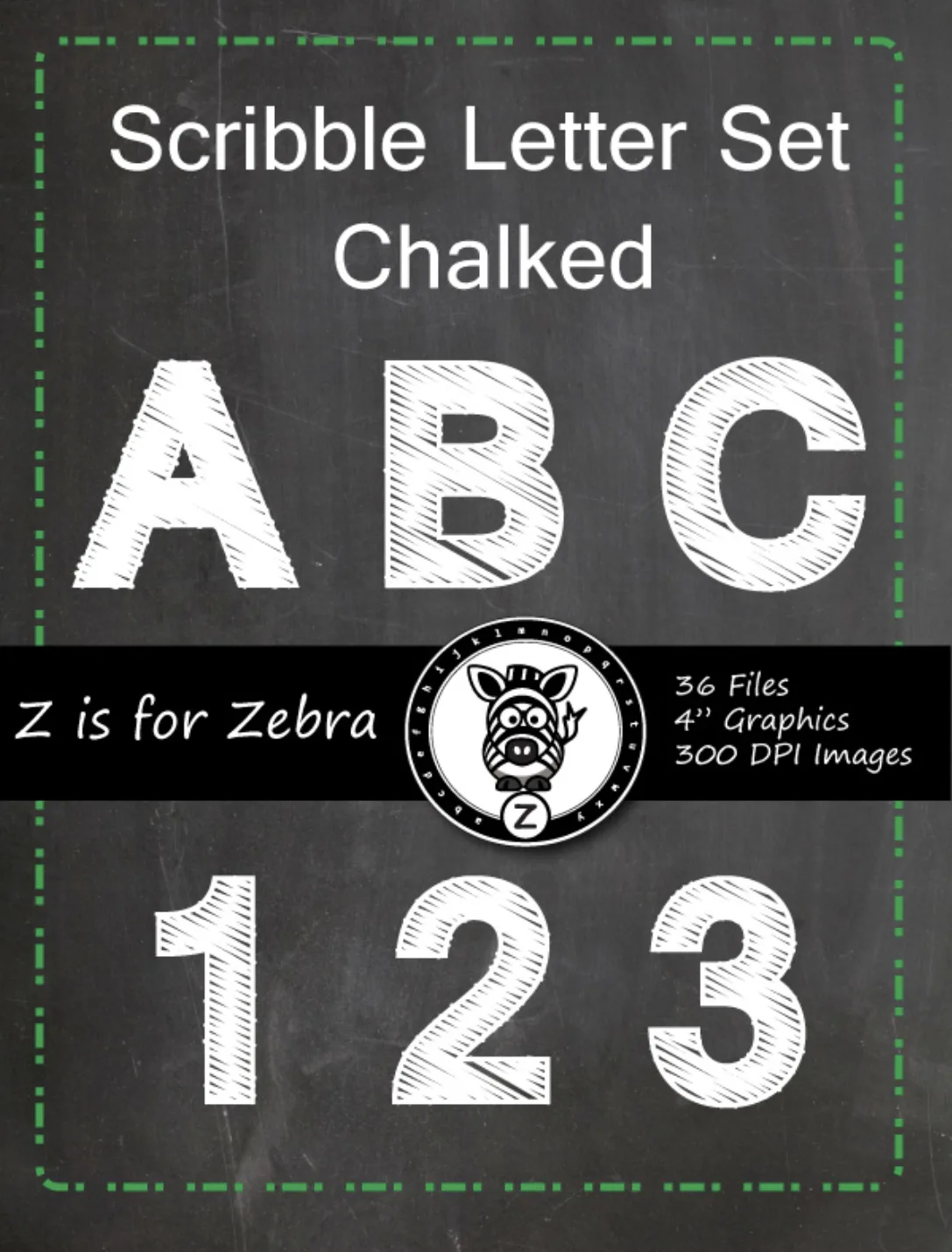 Alpha Chalk board Scribble Letters 0-9 & Upper Case letters by Teach Simple