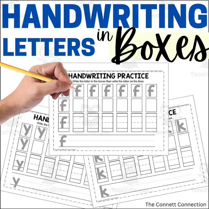 Alphabet Handwriting in Boxes with Lowercase Letters by Teach Simple