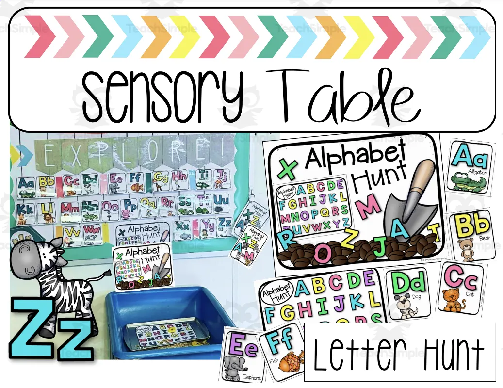 Alphabet Hunt Sensory Table by Teach Simple
