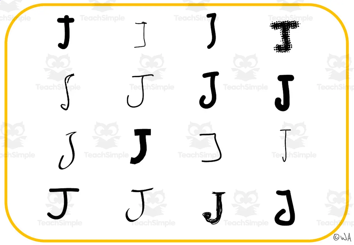 Alphabet Visual Cards - Letter J Mats by Teach Simple