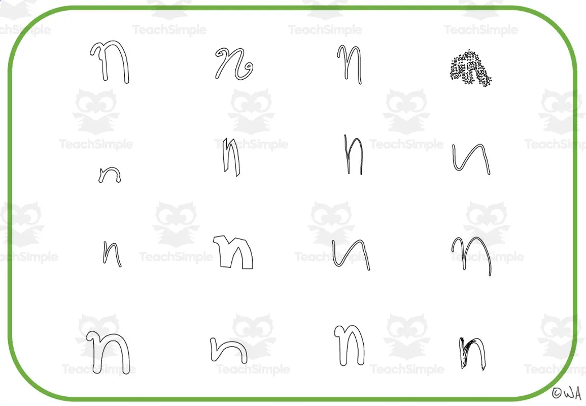 Alphabet Visual Cards - Letter N Mats by Teach Simple