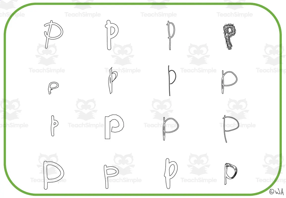 Alphabet Visual Cards - Letter P Mats by Teach Simple