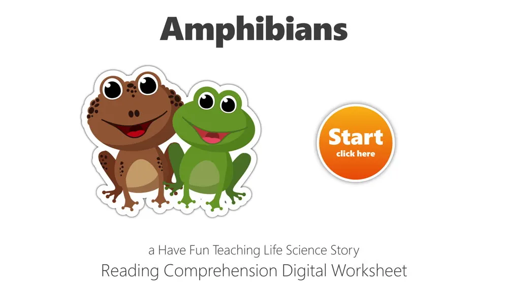 Amphibians Reading Comprehension Digital Worksheet by Teach Simple