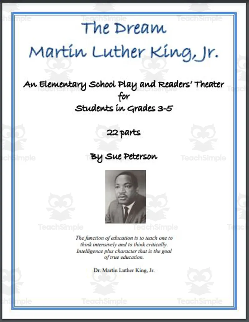 An Elementary School Play: The Dream - Martin Luther King, Jr. by Teach ...