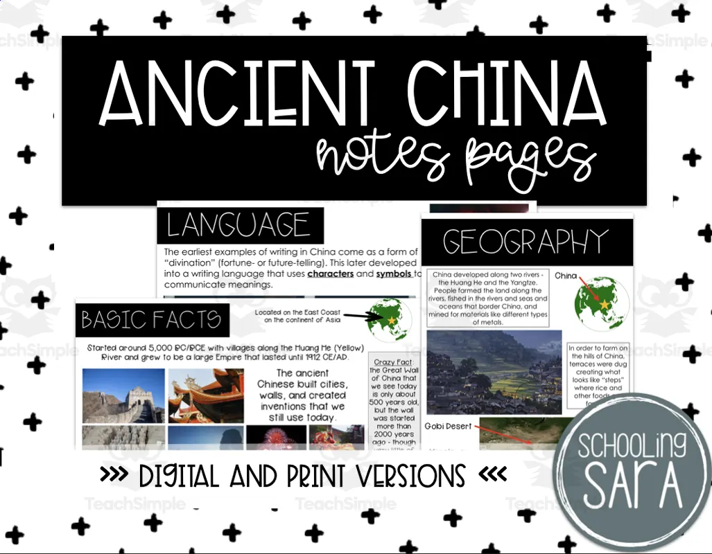 Ancient China Social Studies Notes (Aligned to 3rd Grade VA SOLs) by ...