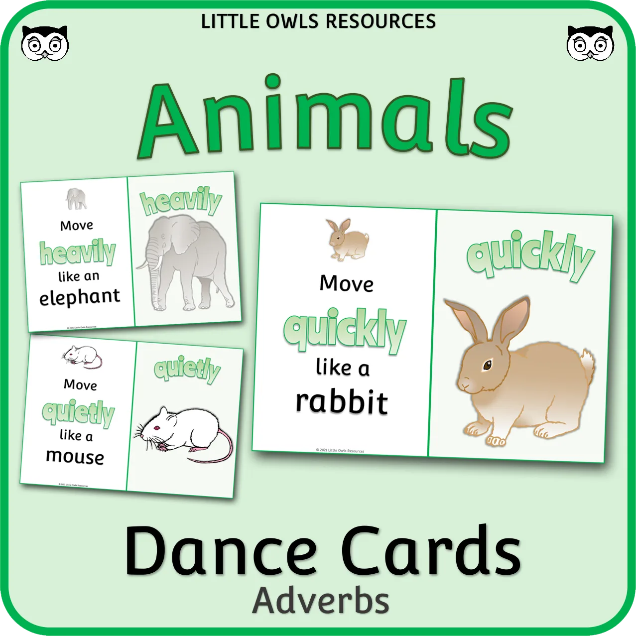 Animal Dance Cards - Movement Adverbs by Teach Simple