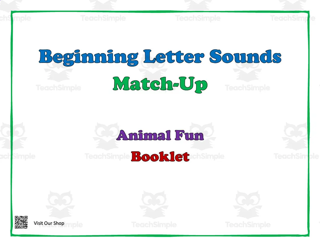 Animal Fun Booklet | Beginning Sounds Match-Up by Teach Simple