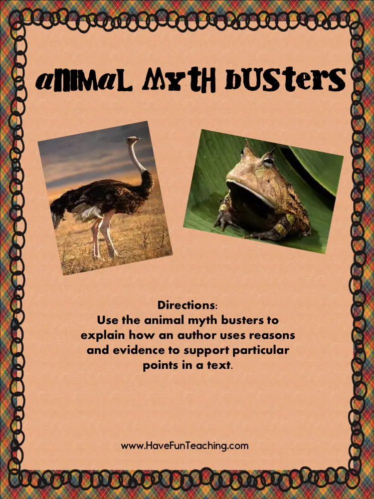 Animal Myth Busters Author's Purpose Activity by Teach Simple