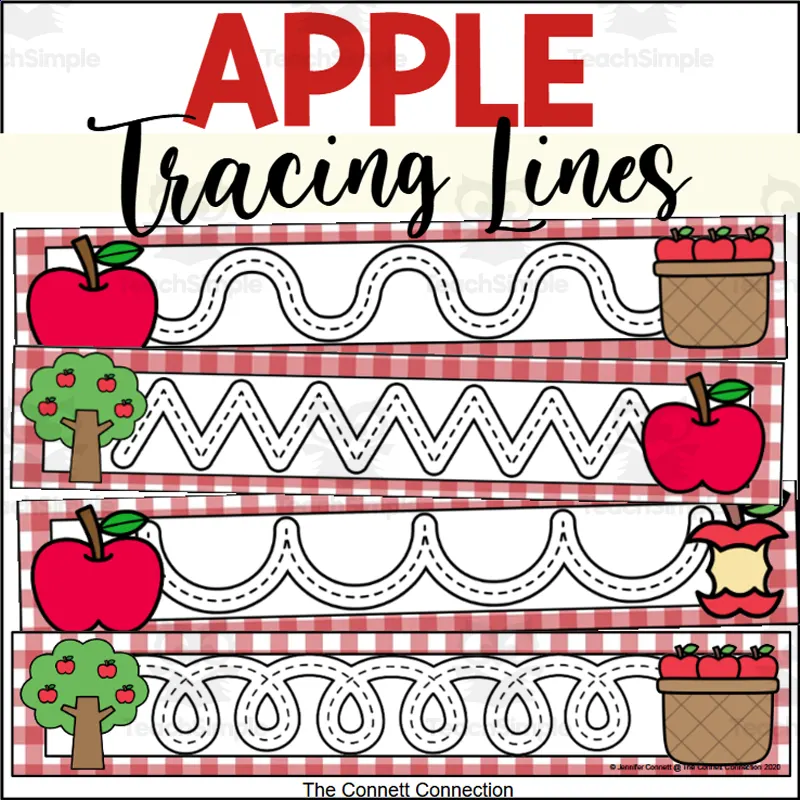 Apple Prewriting Tracing Lines by Teach Simple