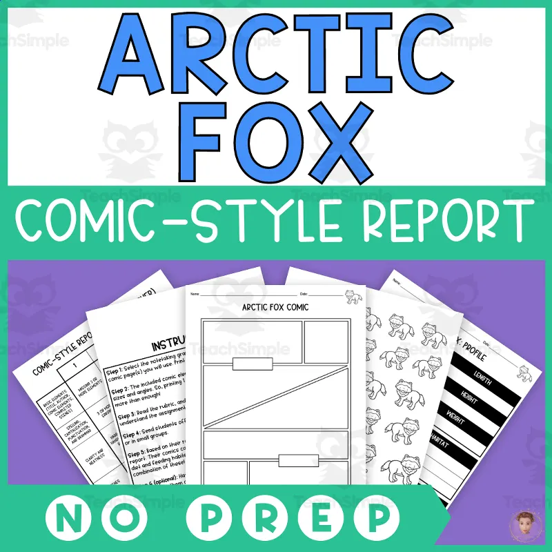 Arctic Fox Comic-Style Report (Arctic Animals) by Teach Simple