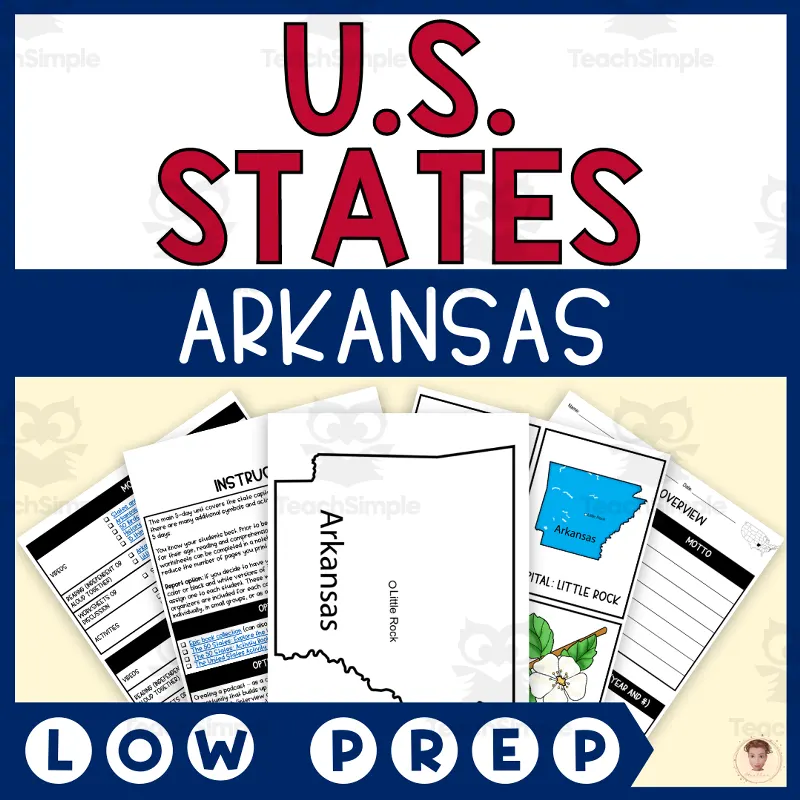 Arkansas State Unit Study (Capital, Bird, Flower, Flag, Animal) by ...