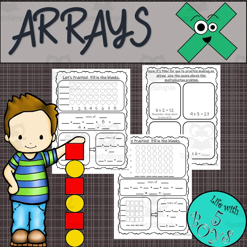 Arrays Practice Worksheets by Teach Simple Arrays Practice Worksheets by Teach Simple