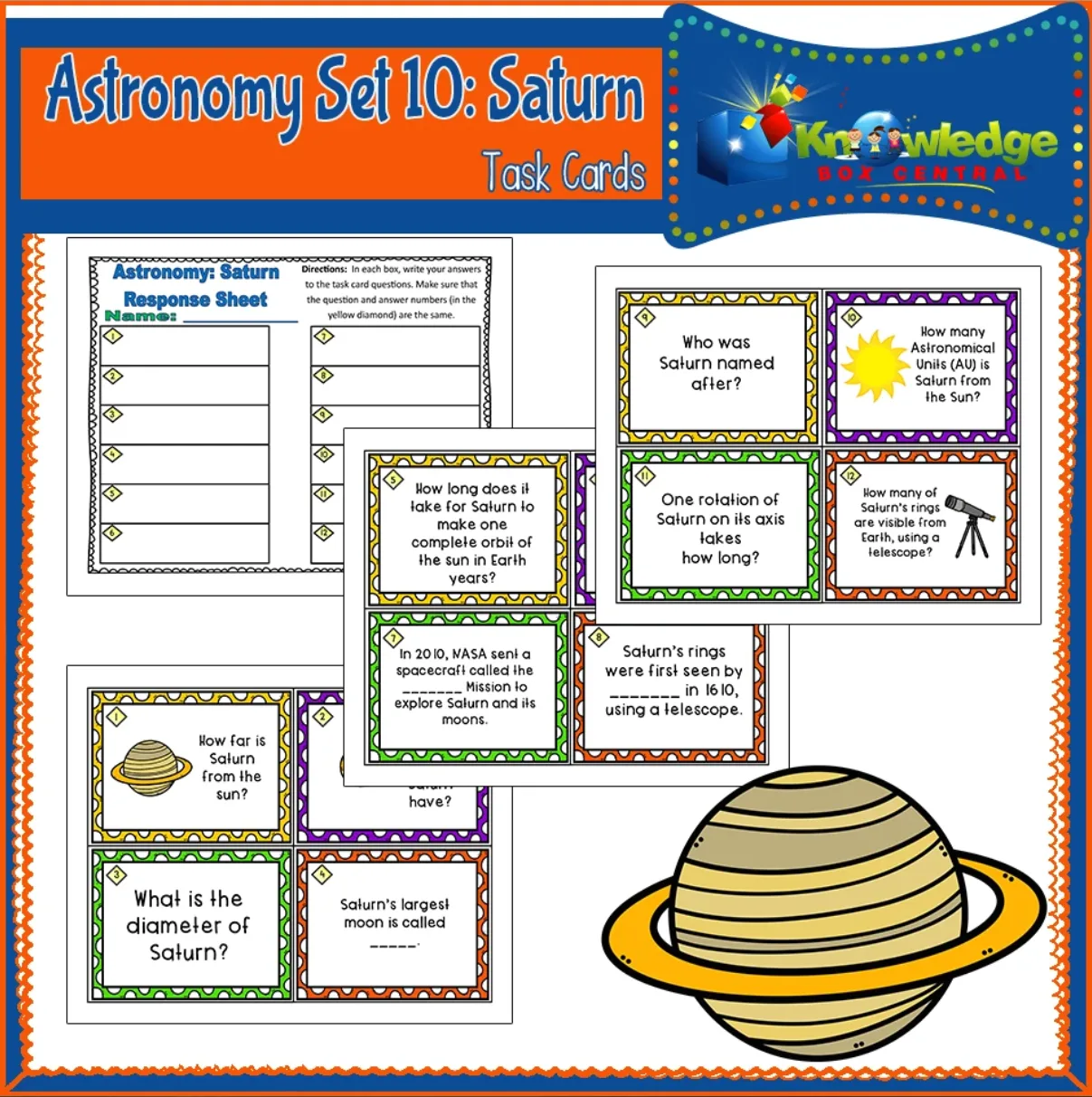 Astronomy Task Cards: Set 10: Saturn - EBOOK by Teach Simple