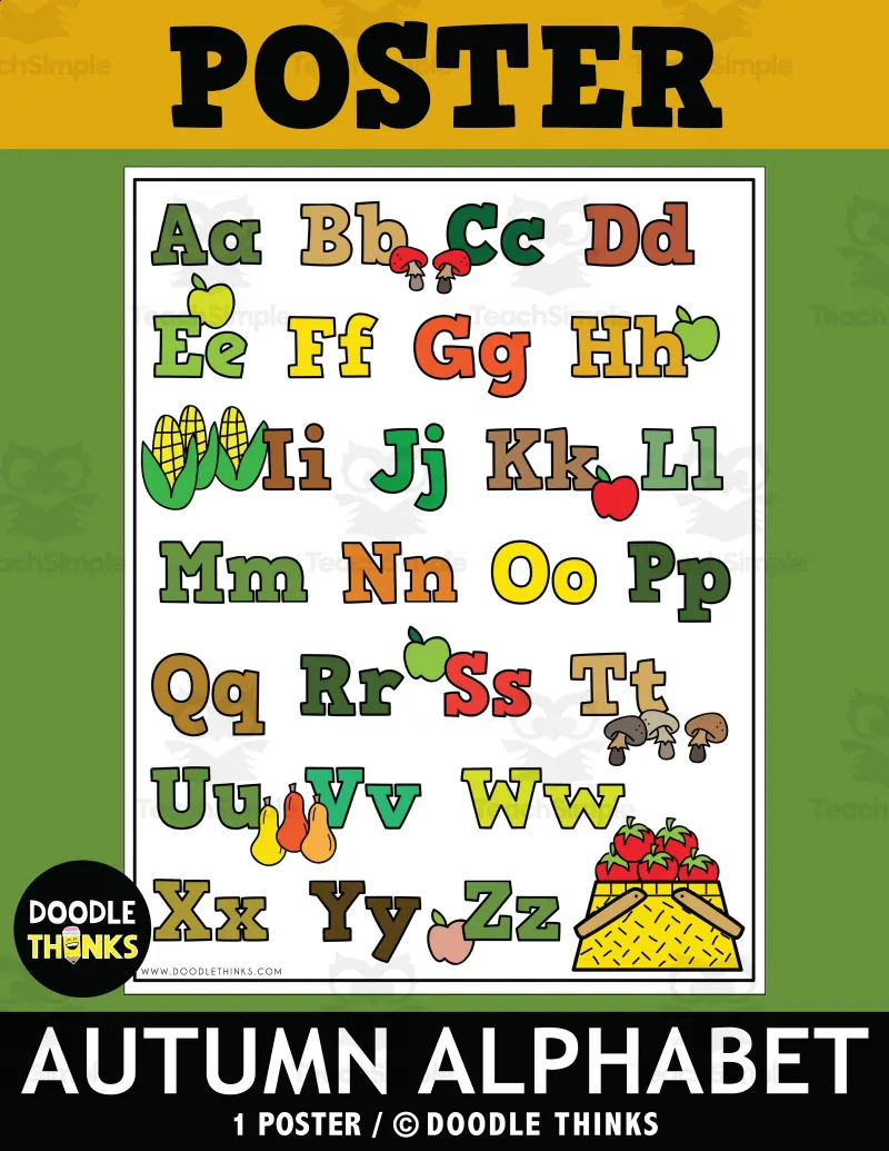 Autumn Alphabet Colorful Poster by Teach Simple
