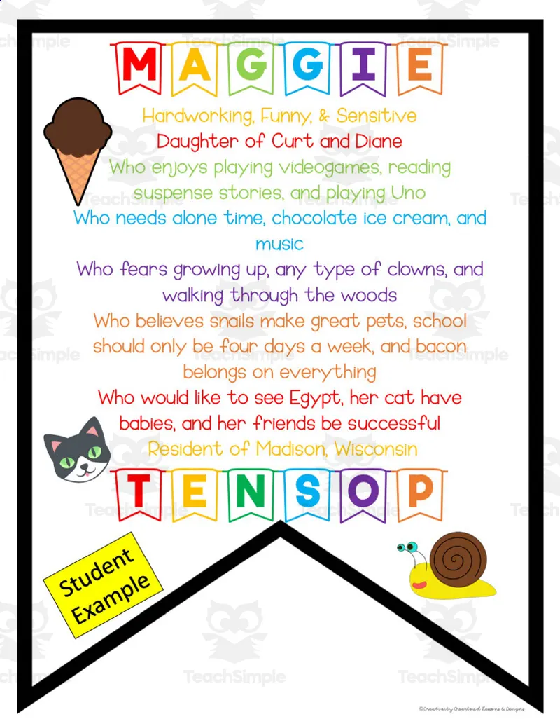 Back to School Bio Poem Banner by Teach Simple