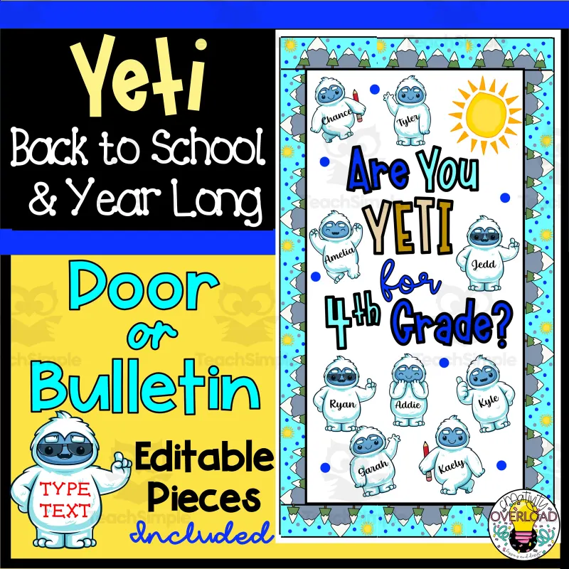 Back to School Bulletin Board: Are You YETI for School- Editable YETIs ...