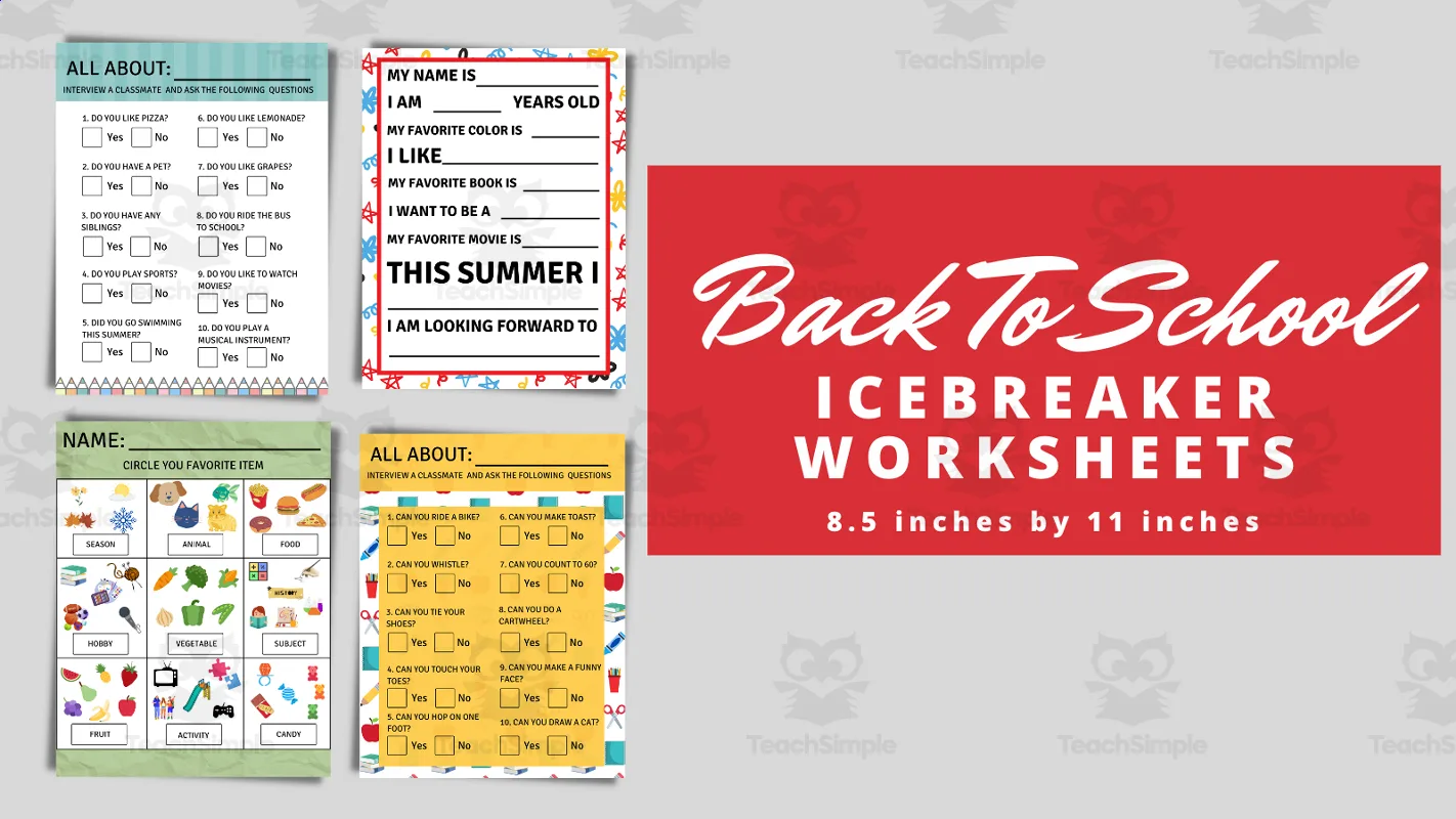 Back To School Icebreaker Worksheets by Teach Simple