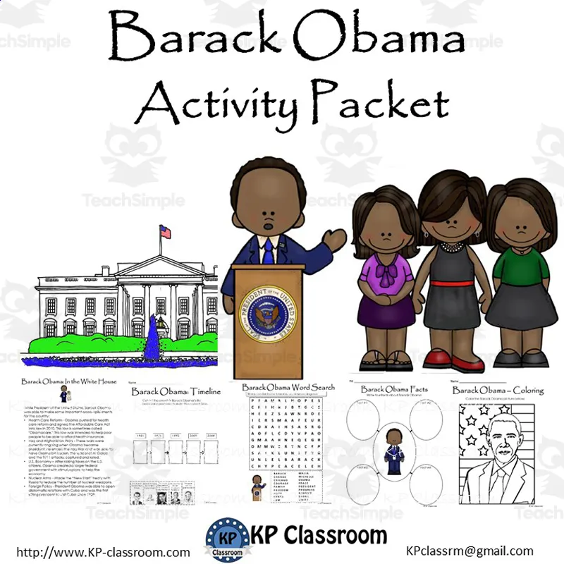Barack Obama Activity Packet and Worksheets by Teach Simple