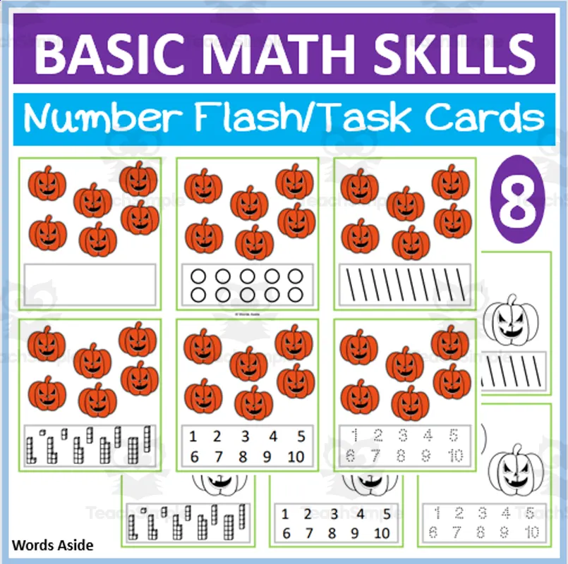 Basic Math Skills | Number Flash Task Cards 8 by Teach Simple