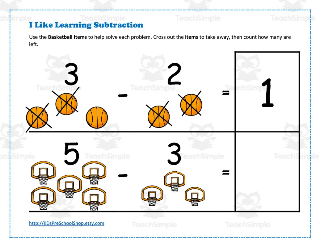 Basketball Subtraction Worksheet by Teach Simple