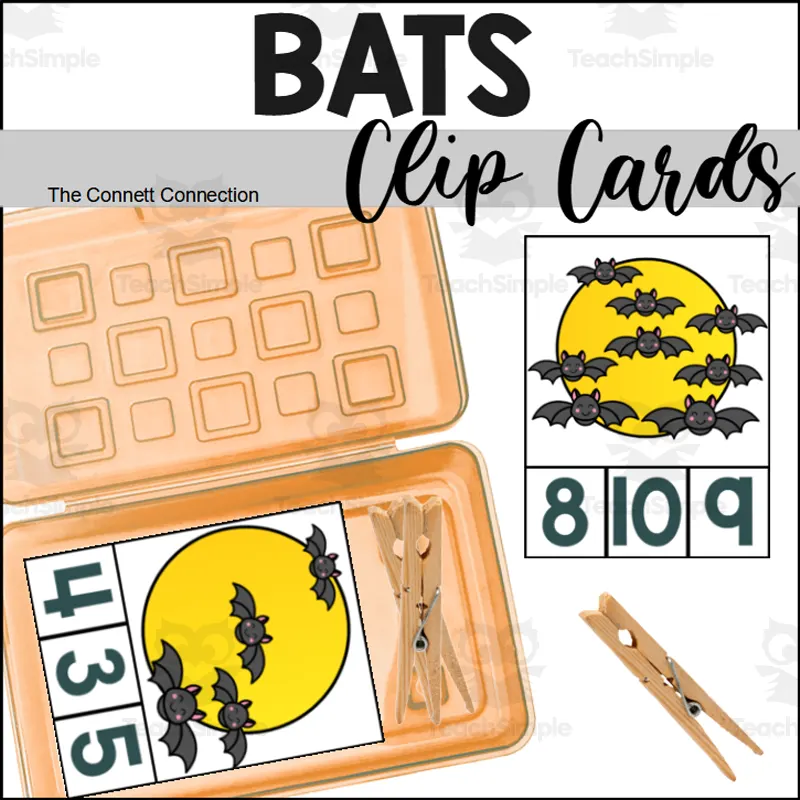 Bat Counting to 10 Clip Cards by Teach Simple