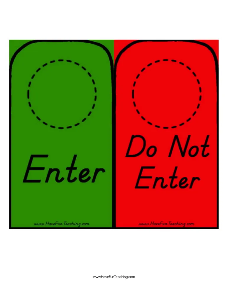Bathroom Door Signs Enter and Do Not Enter by Teach Simple