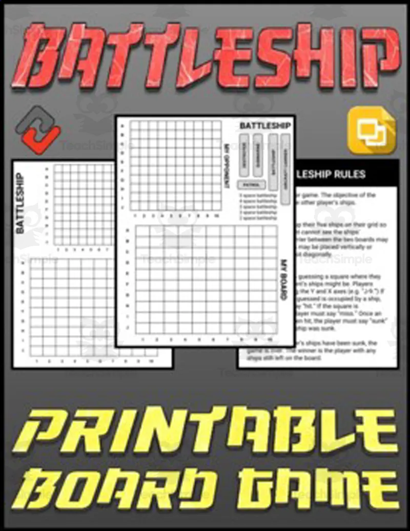 Battleship Printable Board Game (Editable Google Slides) by Teach Simple