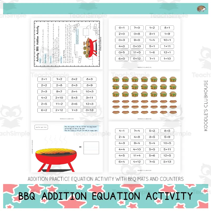 BBQ Addition Equation Activity by Teach Simple