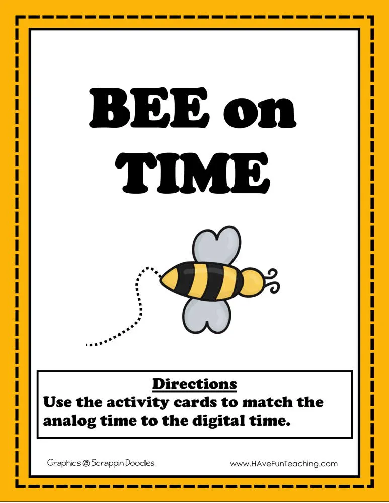 Bee on Time to the Hour Activity by Teach Simple