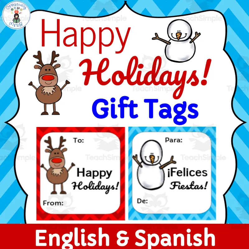 Bilingual Holiday Gift Tags by Teach Simple
