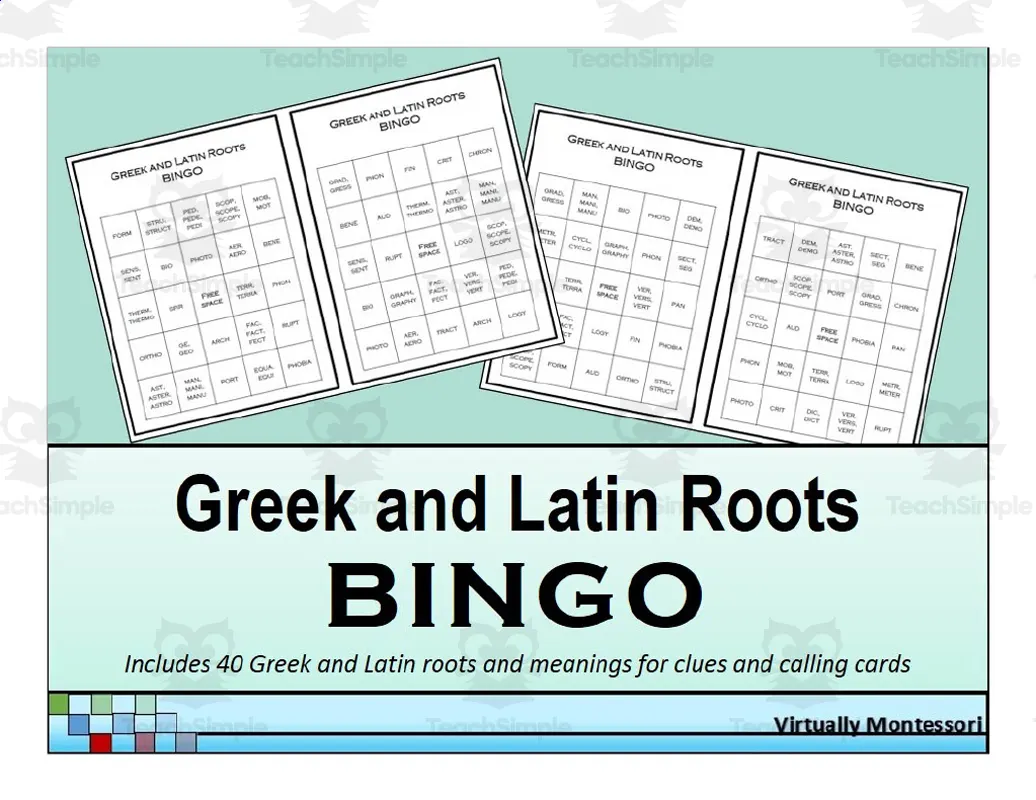 Bingo Game: Latin Roots by Teach Simple