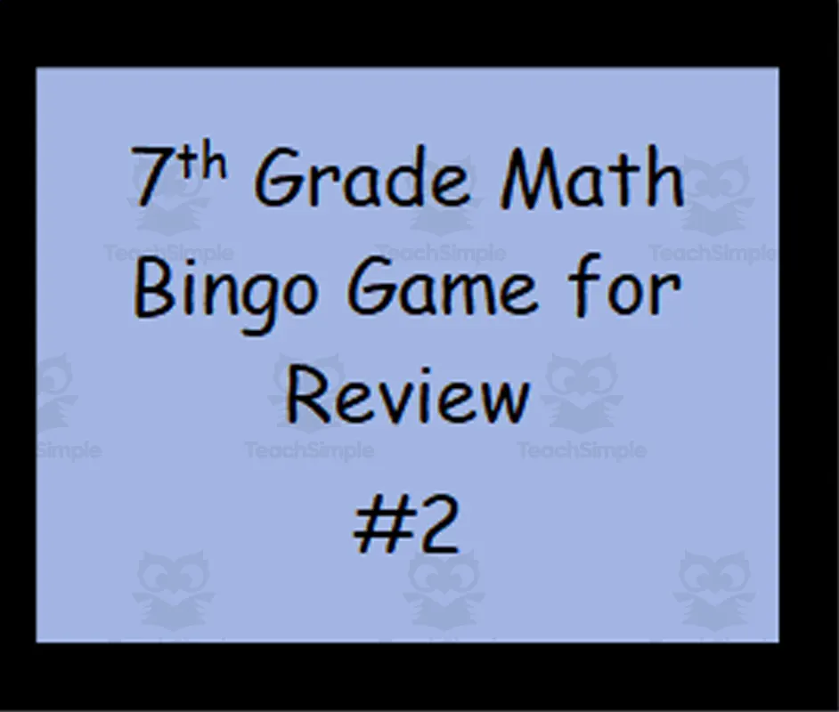 Bingo Games #2: 7th Grade Math Review by Teach Simple