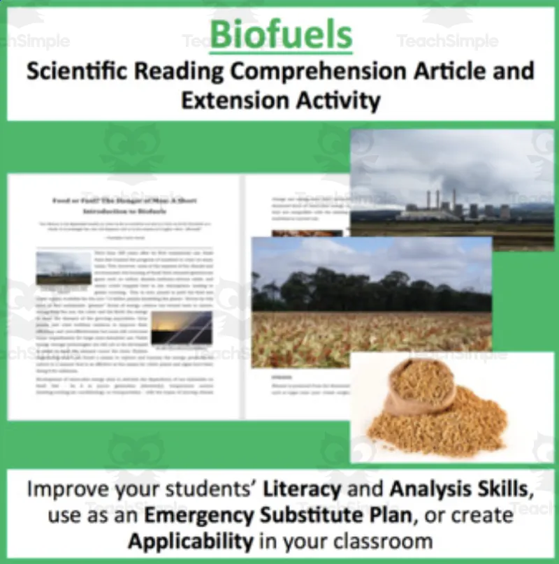 Biofuels Reading Comprehension Article by Teach Simple