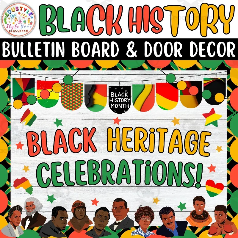 Black Heritage: Black history Month Bulletin Boards & Door Decor Kits ...
