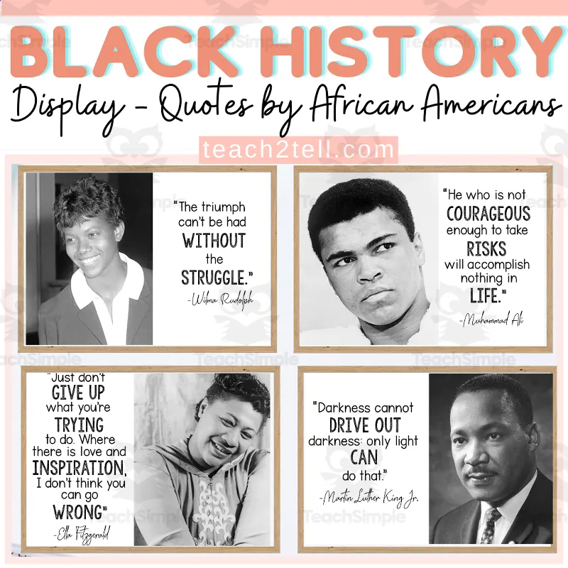 Black History Month Posters Bulletin Board Display Motivational Quotes ...