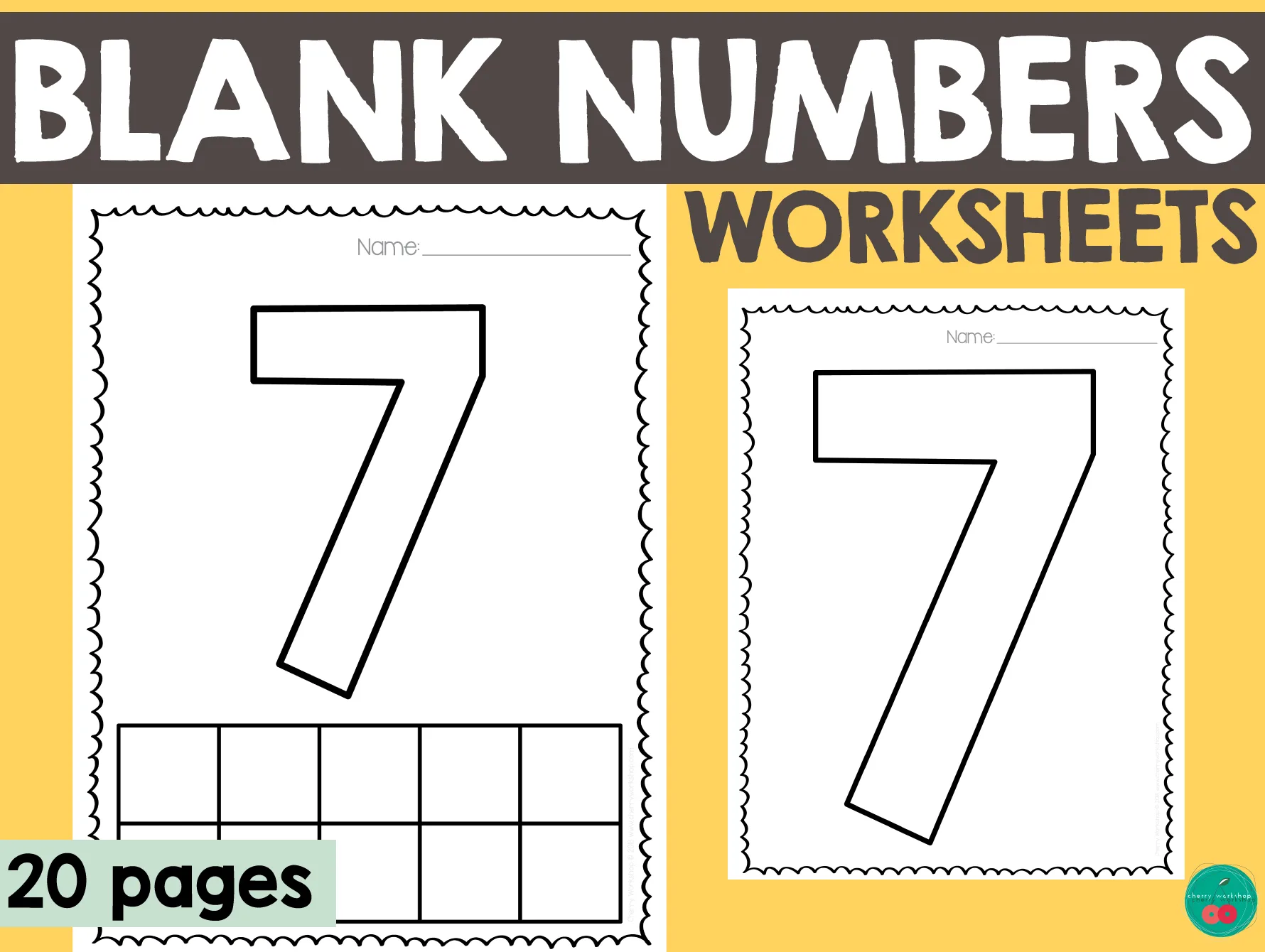 Blank Number Worksheets 1-20 by Teach Simple