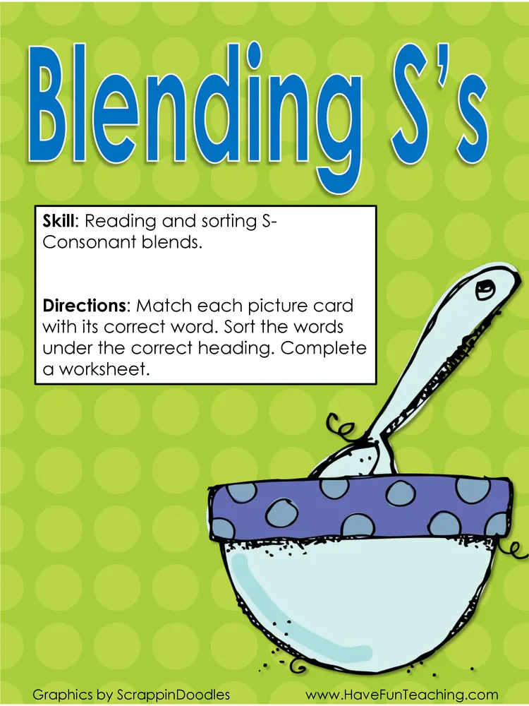 Blending S Blends Activity by Teach Simple
