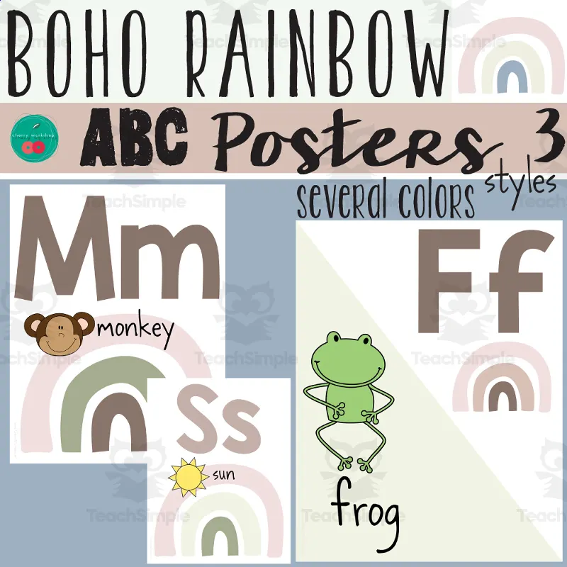 Boho Alphabet Posters - Boho Rainbow Classroom Decor by Teach Simple
