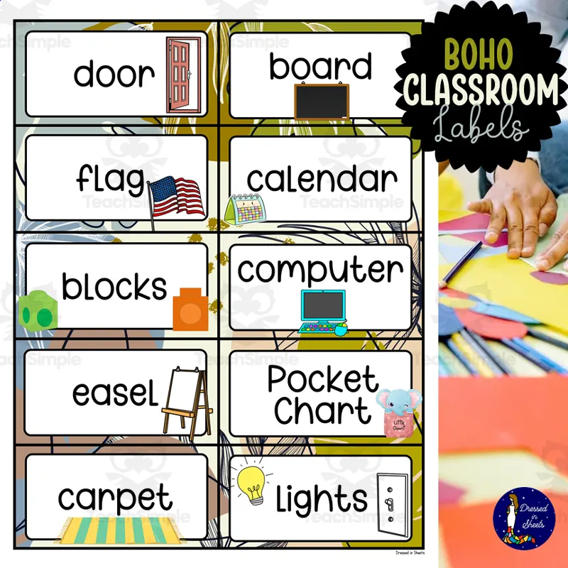 Boho Classroom Labels by Teach Simple