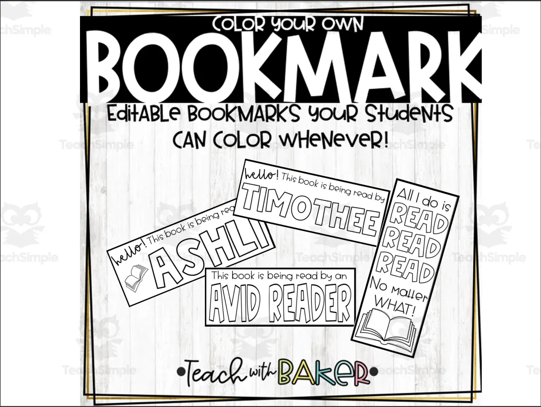 Bookmark: Color your Own by Teach Simple