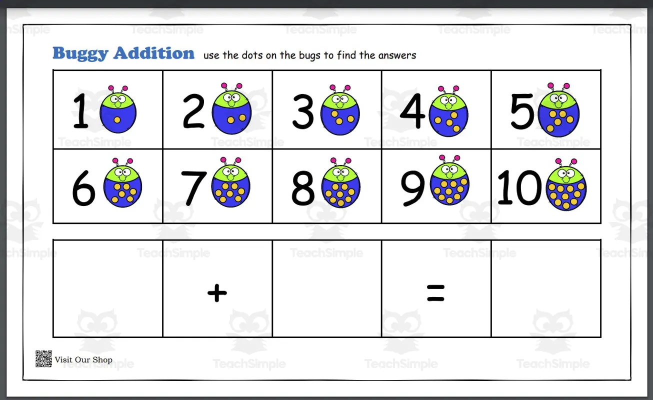 Buggy Addition for beginners PreSchool Kindergarten 1st Grade ...