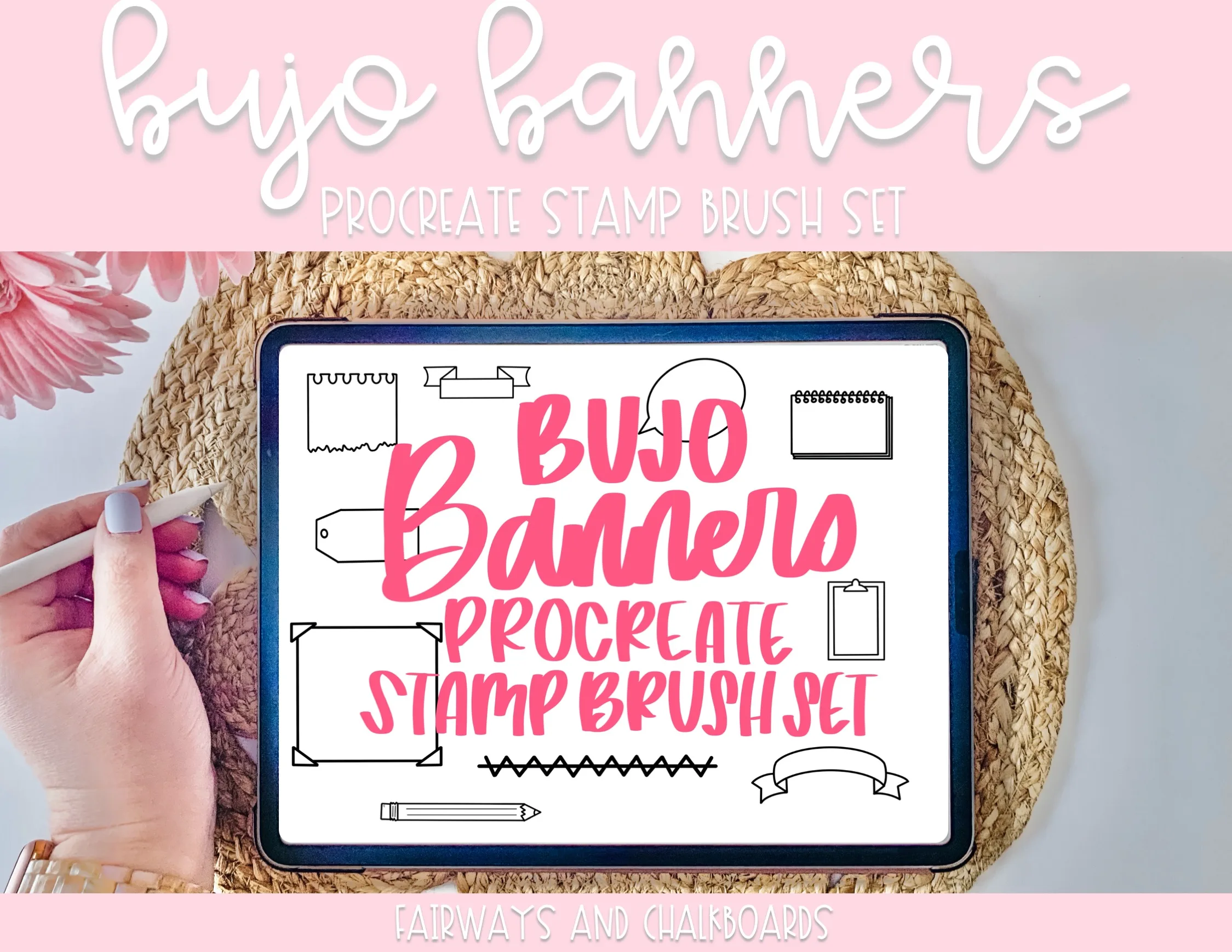 Bujo Banners Procreate Stamp Set by Teach Simple