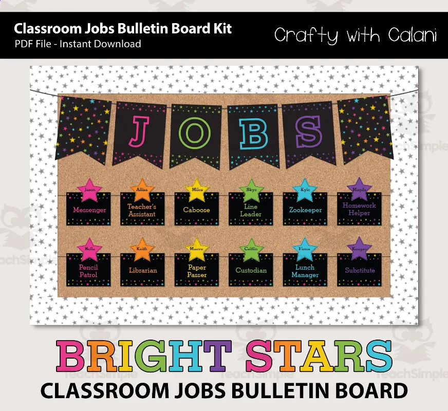 Bulletin Board: Job Sign in Rainbow Stars Theme by Teach Simple