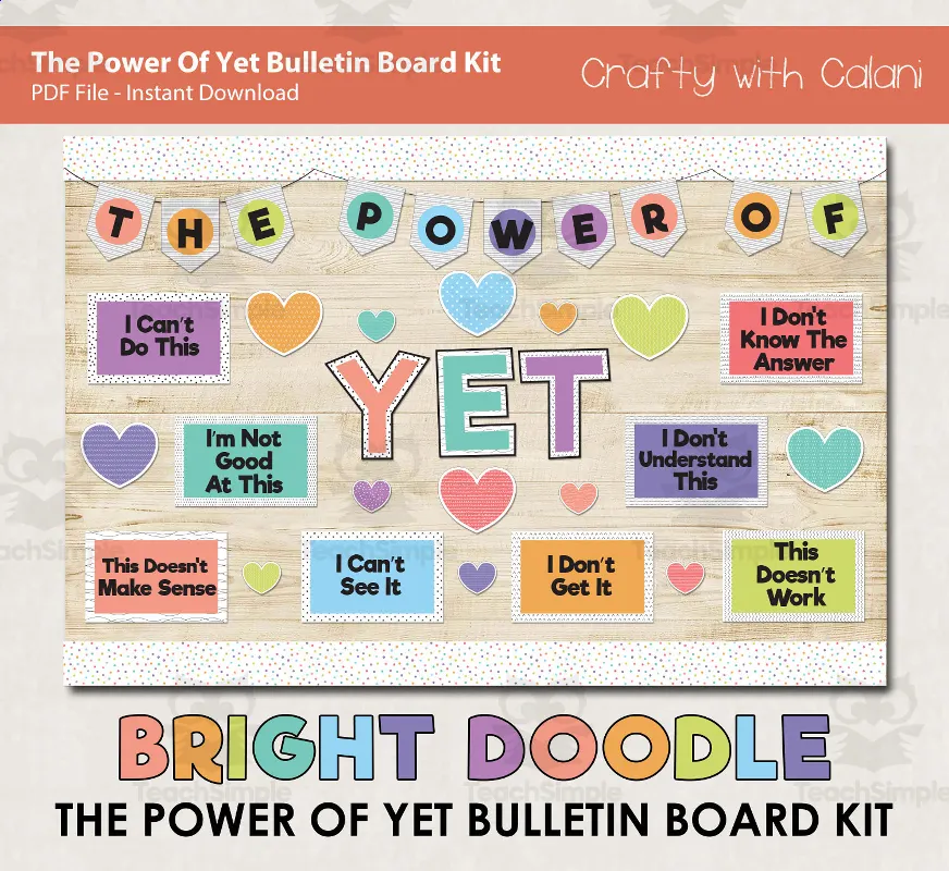 Bulletin Board: The Power Of Yet in Bright Doodle Design by Teach Simple