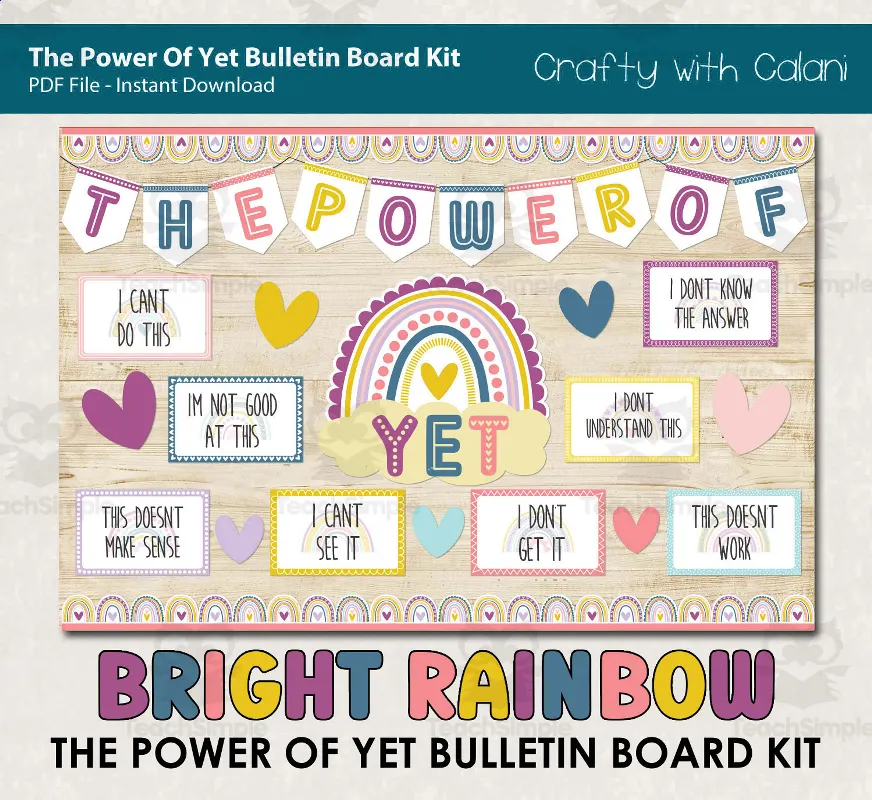 Bulletin Board: The Power Of Yet in Bright Rainbow Design by Teach Simple