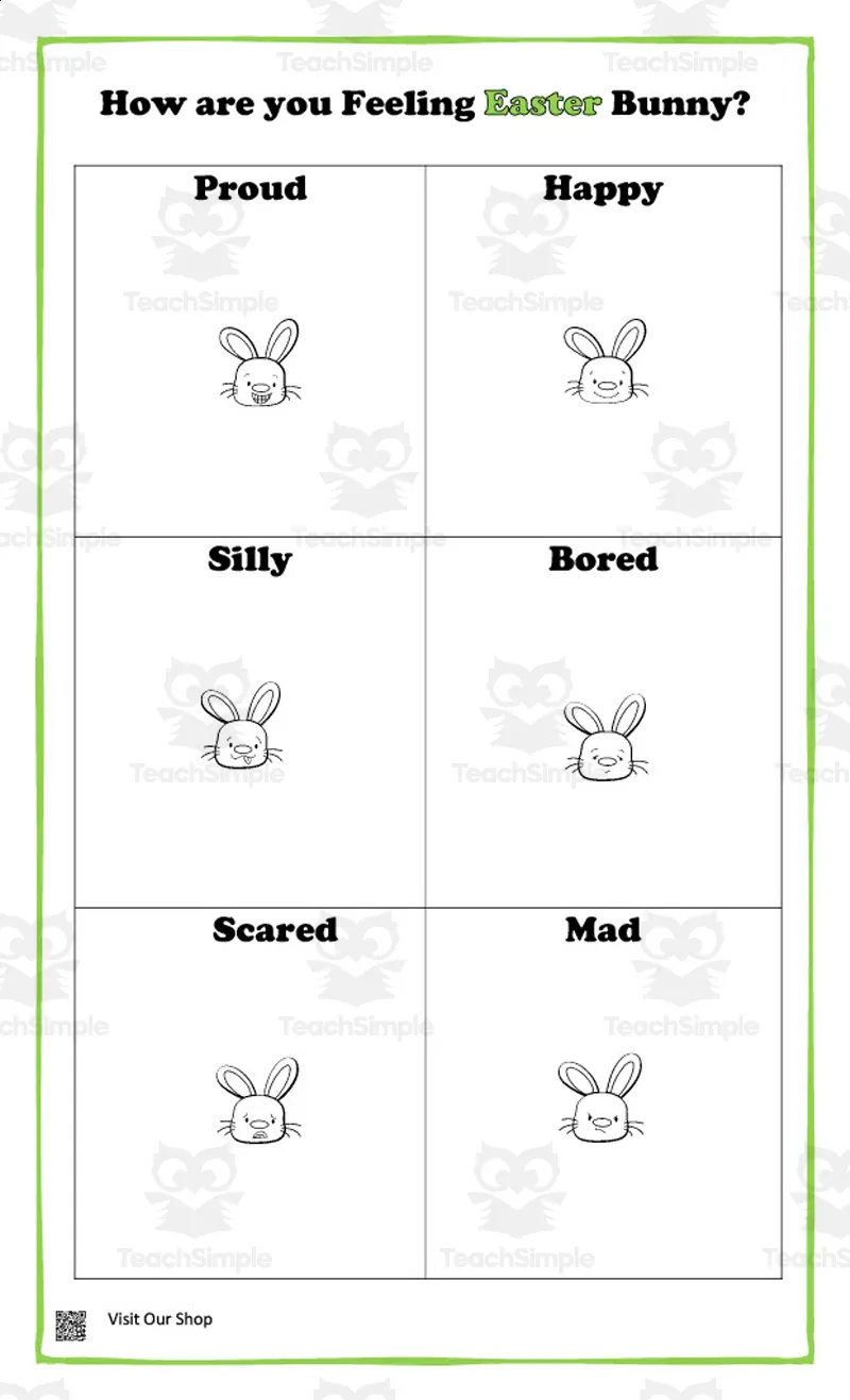 Bunny Emotions Worksheet by Teach Simple