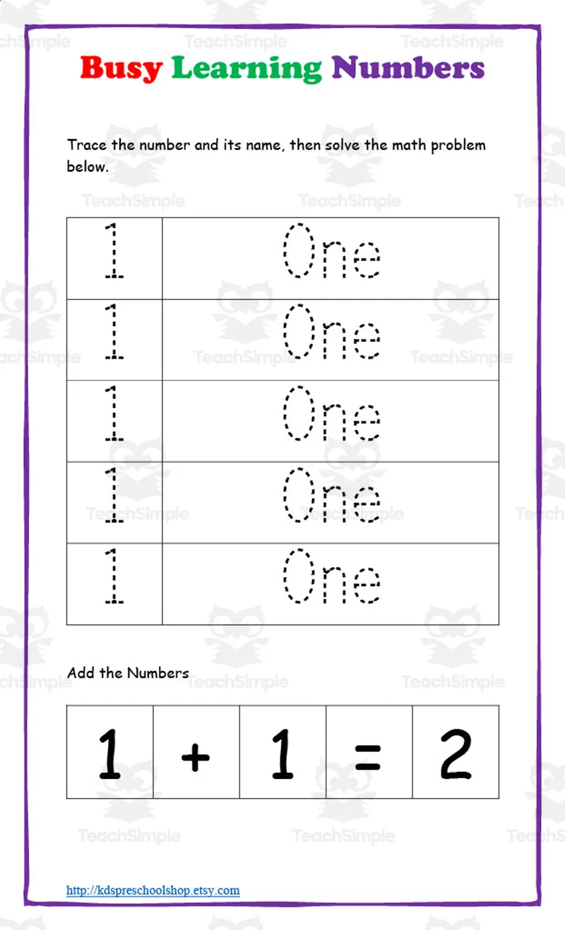 Busy Learning Numbers Worksheet Packet by Teach Simple