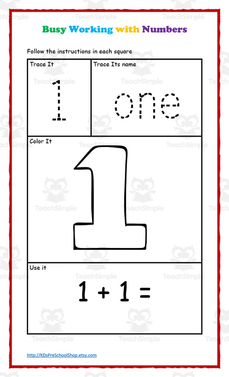 Busy Working with Numbers Worksheet by Teach Simple