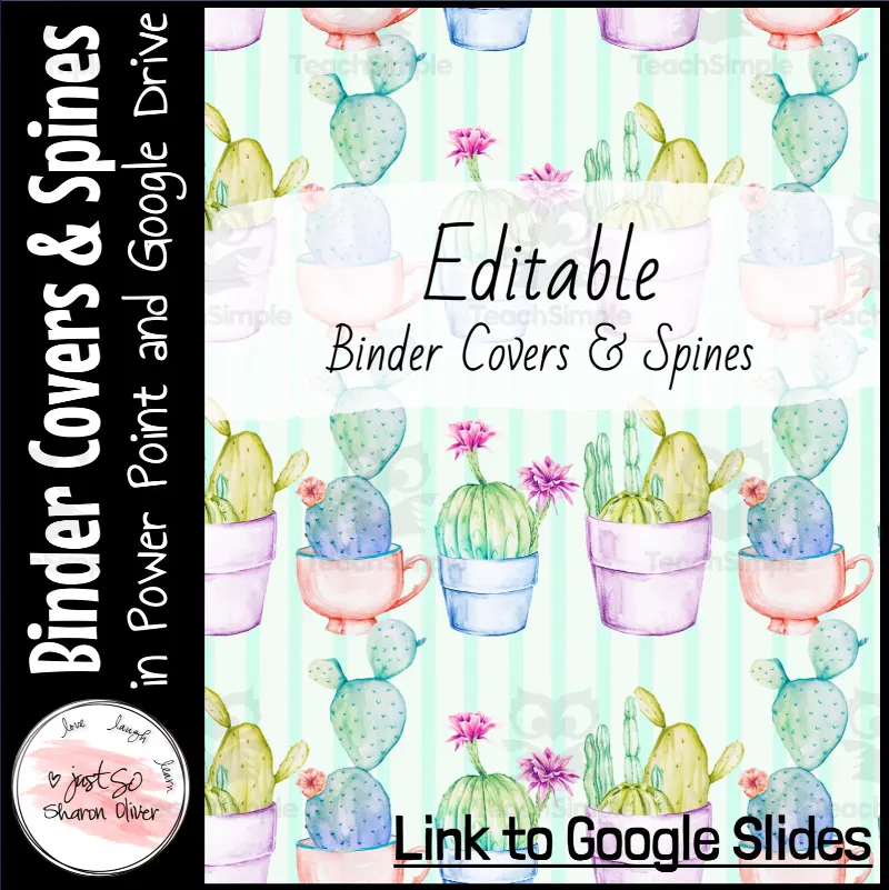 Cactus Print Binder Covers and Spines by Teach Simple