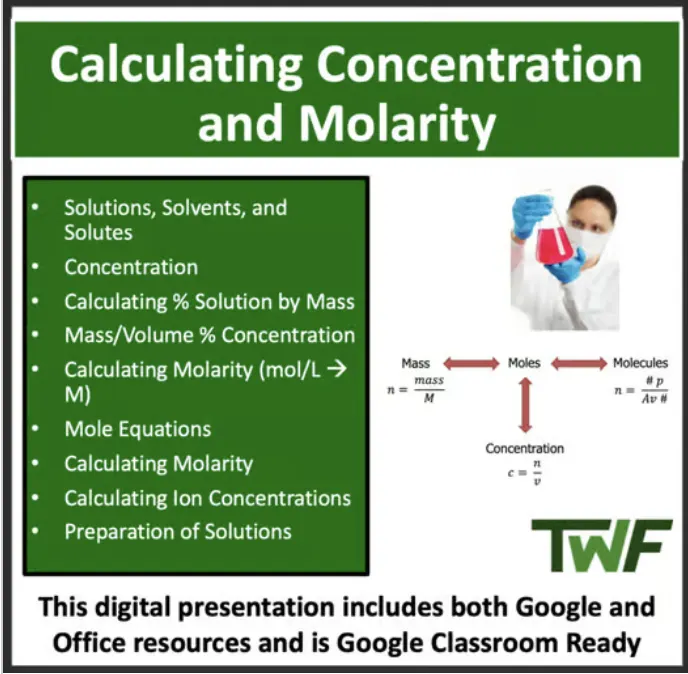 Calculating Concentration and Molarity - Senior Chemistry lesson by Teach Simple